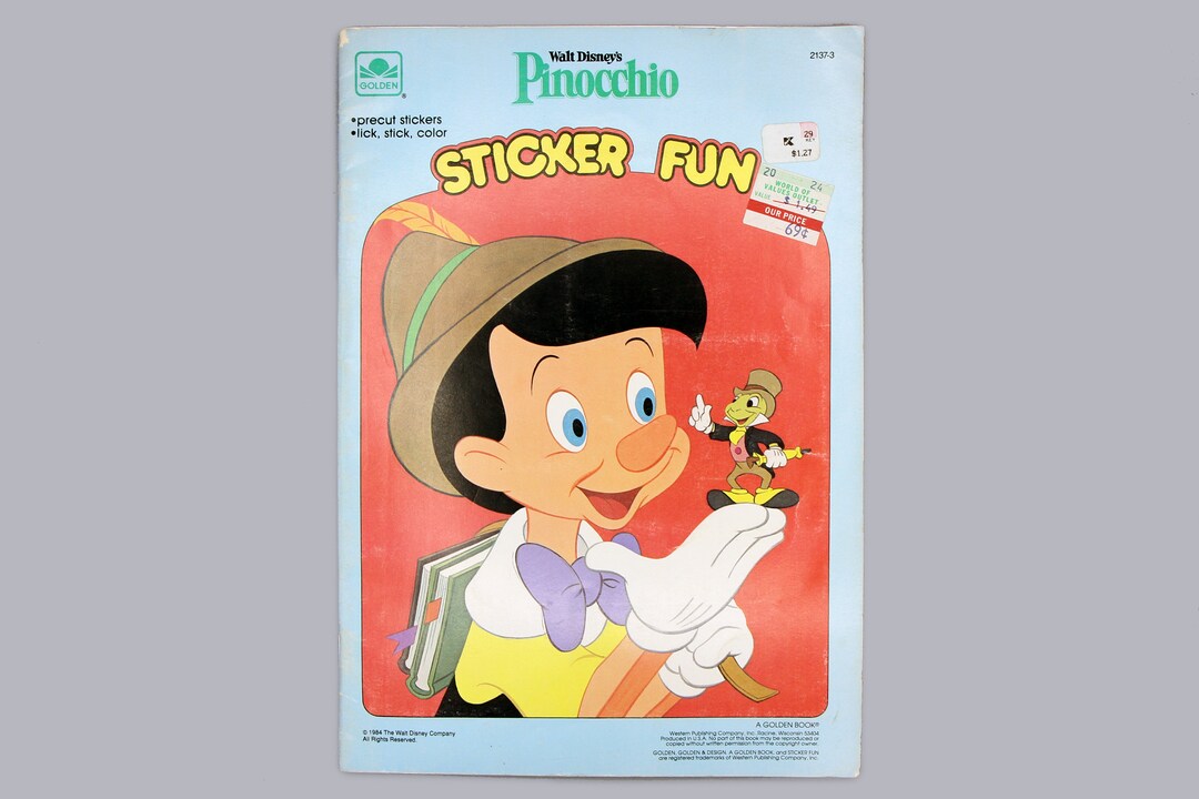 Walt Disney Pinocchio Sticker Fun Album 1984, Vintage 1980s Childrens ...