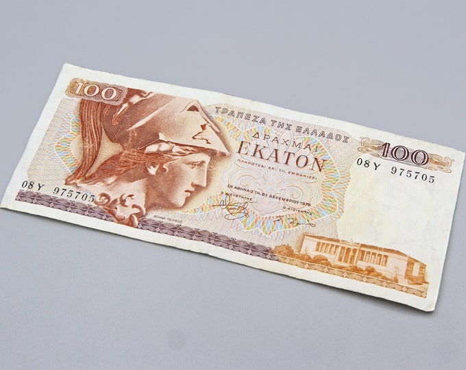 Greek Paper Currency Banknote 1978, Vintage 100 Apxmai Ekaton Drachma ...