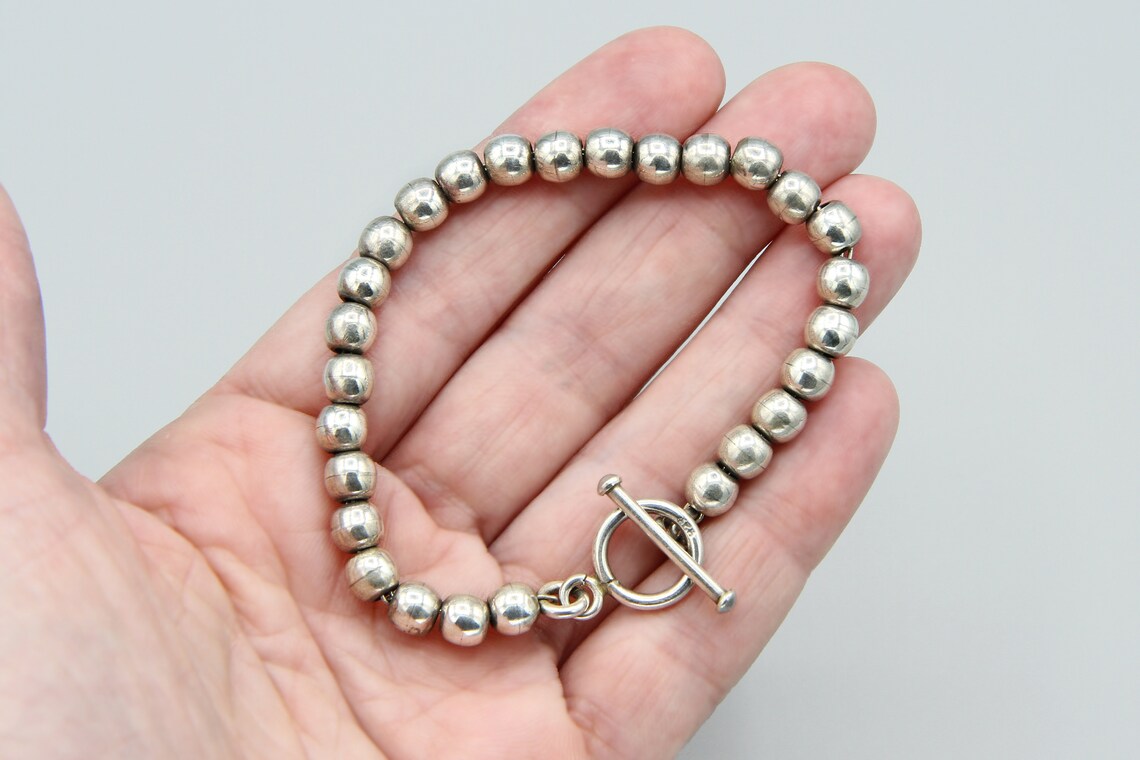 925 Ball Bead Bracelet Sterling Silver 6mm Bead Bracelet With - Etsy