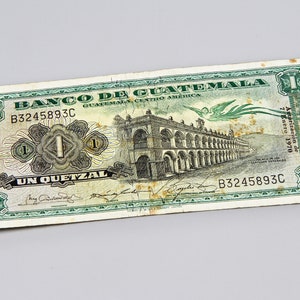 RARE Guatemala 1 Quetzal Banknote 1970, Guatemala Currency Note ...