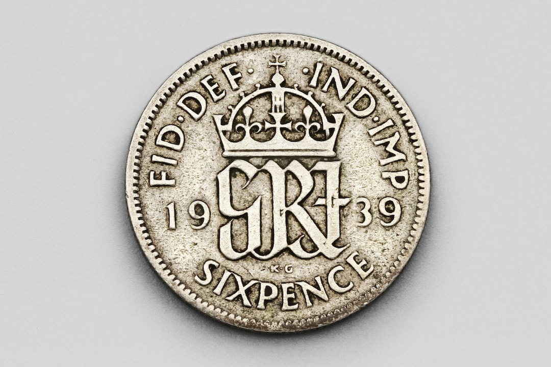 1939 Six Pence Coin, UK King George VI Emperor, Silver 500 High Grade Coin, Lucky Sixpence ...
