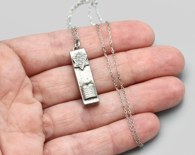 Star of David and Ten Commandments Pendant Necklace, 925 Sterling ...