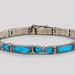 RARE Blue Fire Opal Inlay Panel Link Bracelet, 925 Sterling Silver ...
