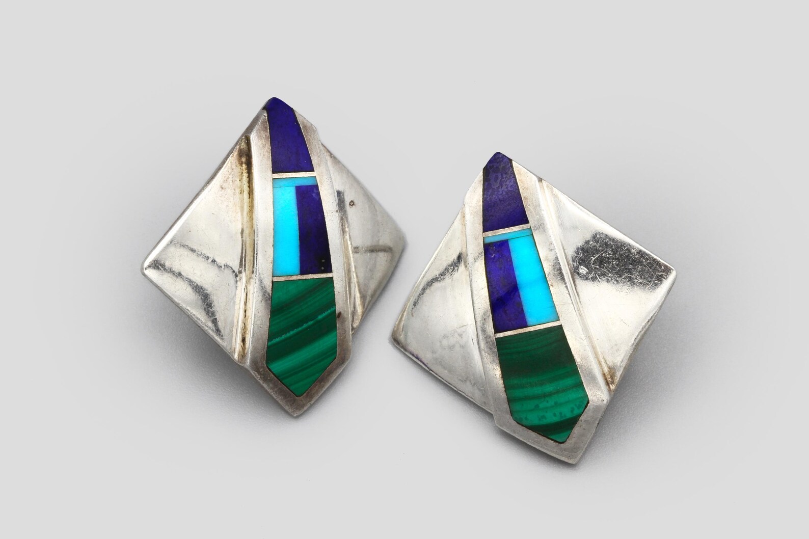 Knifewing Segura Apache Stud Earrings, 925 Sterling Silver Multi Stone ...