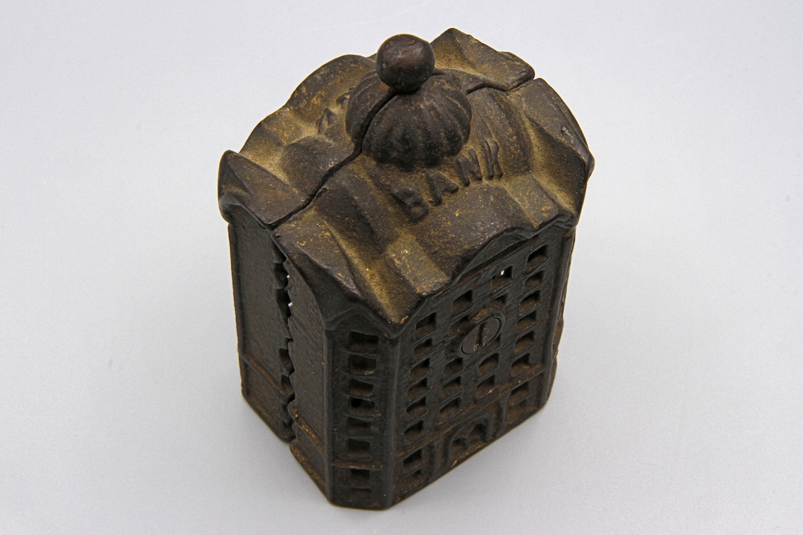 Small Coin Bank Antique 1900s Home Decor Handmade Cast Iron | Etsy