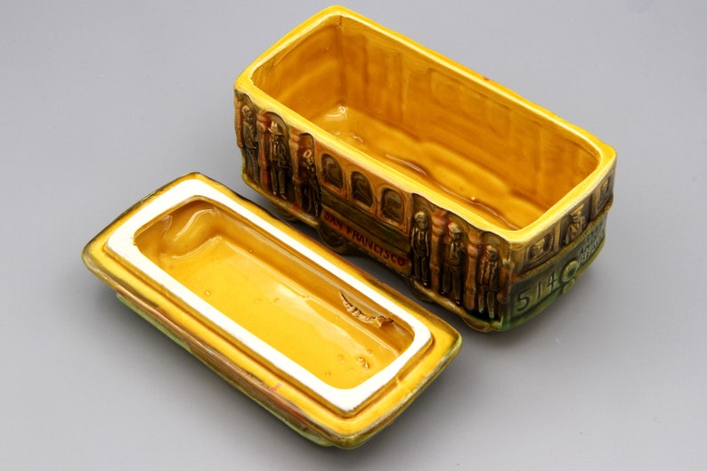 Glazed Ceramic Trolley Car Candy Bowl With Lid San Francisco - Etsy