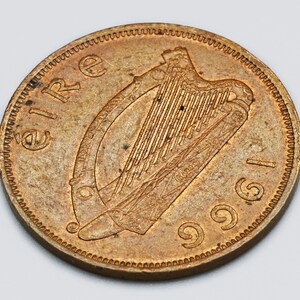 1966 Eire 1D Coin, Ireland Republic Penny Coin, Hen With Chicks and a ...