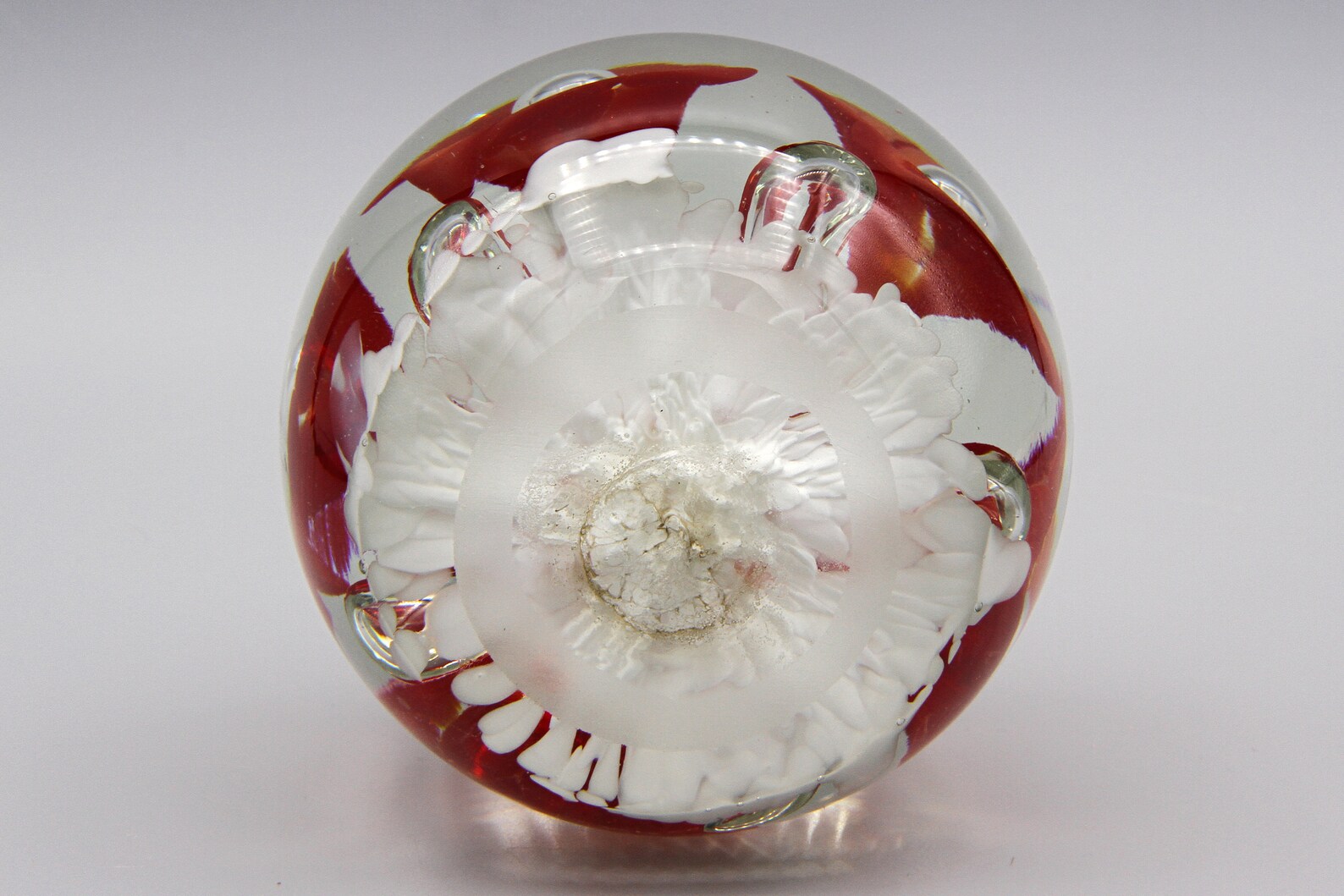 Red and White Glass Paperweight Abstract Flowers Glass Art - Etsy