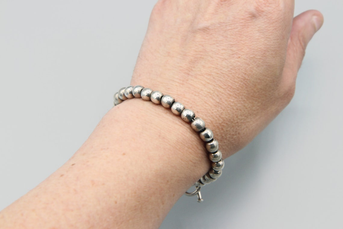 925 Ball Bead Bracelet Sterling Silver 6mm Bead Bracelet With - Etsy