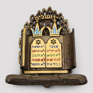 10 Commandments Hebrew Brass and Enamel Table Decor, Hen Holon Israel ...