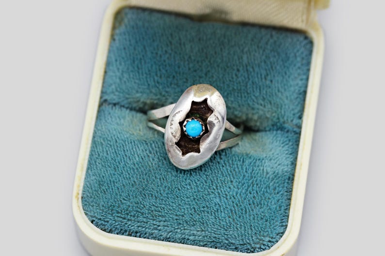 Navajo Style Sterling Turquoise Ring Size 6.5, Vintage 925 Silver ...