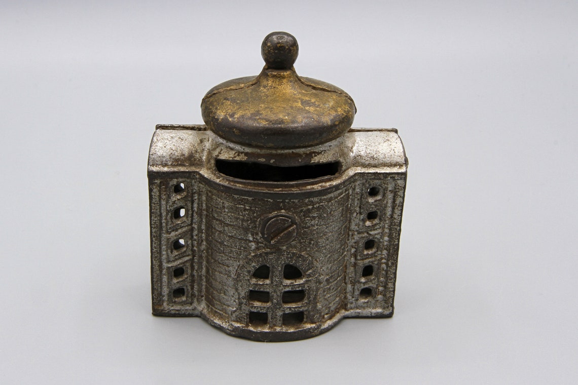 Antique 1892 Silver and Gold Presto Bank Building Small Cast - Etsy