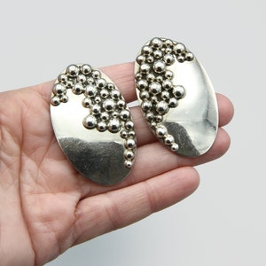 Extra Large 30 Grams Taxco Mexico Earrings, Signed Carsi TC 57, 925 Sterling Bubble Design, Bold ...