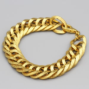 Modern Gold Tone Curb Chain Bracelet, 14mm Textured Chain Bracelet ...