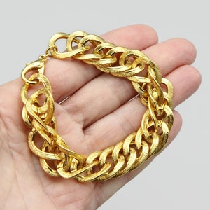 Modern Gold Tone Curb Chain Bracelet, 14mm Textured Chain Bracelet ...