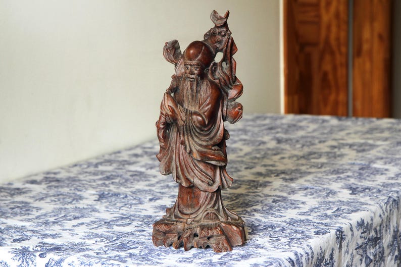 Mythological God Nanji Laoren, Vintage Shouxing Chinese Sculpture ...
