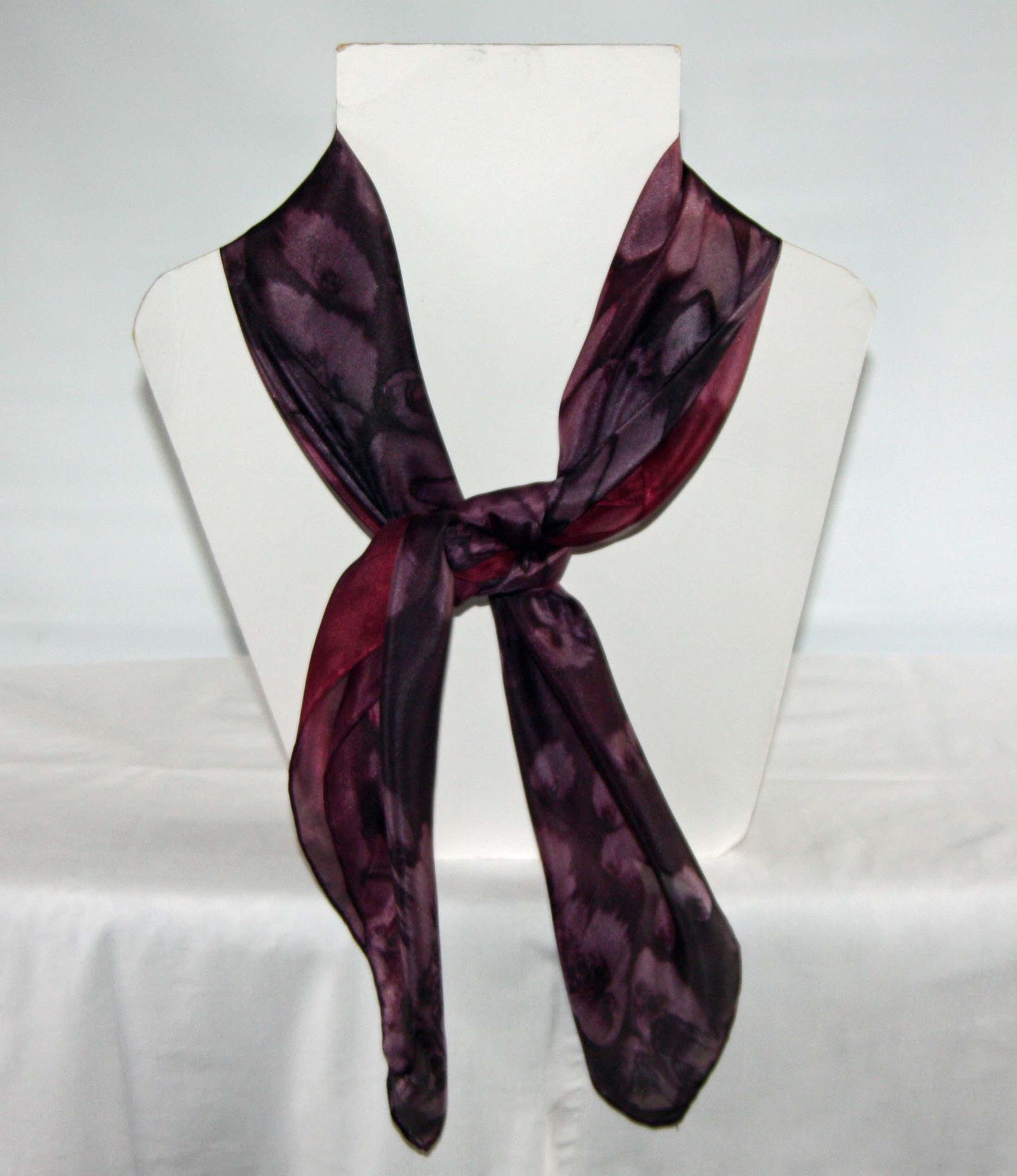 Burgundy Red and Black Large Square Silk Scarf, Silk Shawl, Silk Head ...