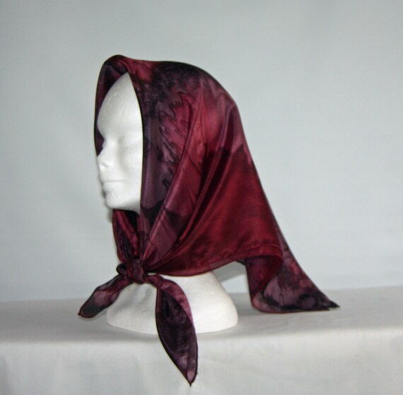 Burgundy Red and Black Square Silk Head Scarf Silk Necktie Gift Boxed Scarf Etsy UK