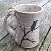 Handmade Barn Owl Pottery Mug, Botanical Coffee Cup With Gold - Etsy