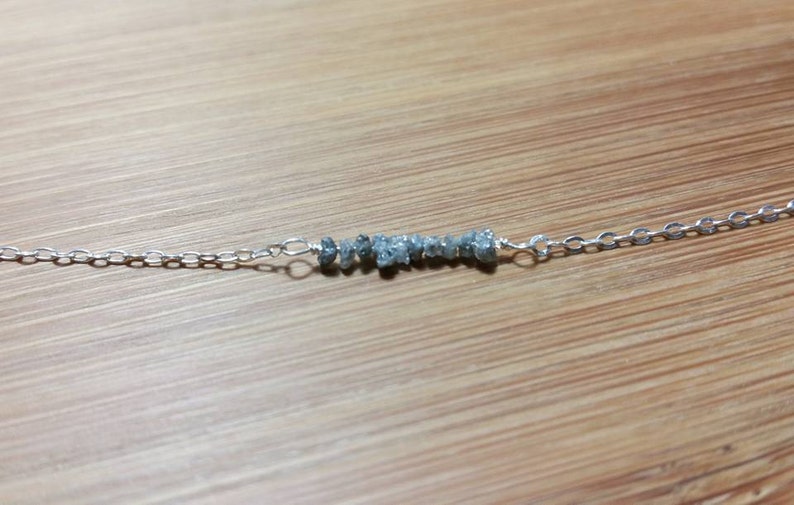Natural Raw Uncut Gray Diamond Necklace Rough Stone April | Etsy