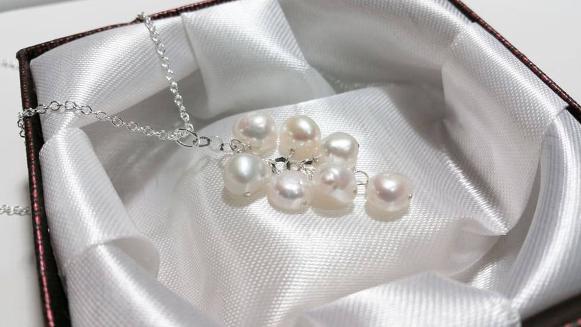 Pearl Cluster Necklace Bridal Pearl Necklace Freshwater Etsy