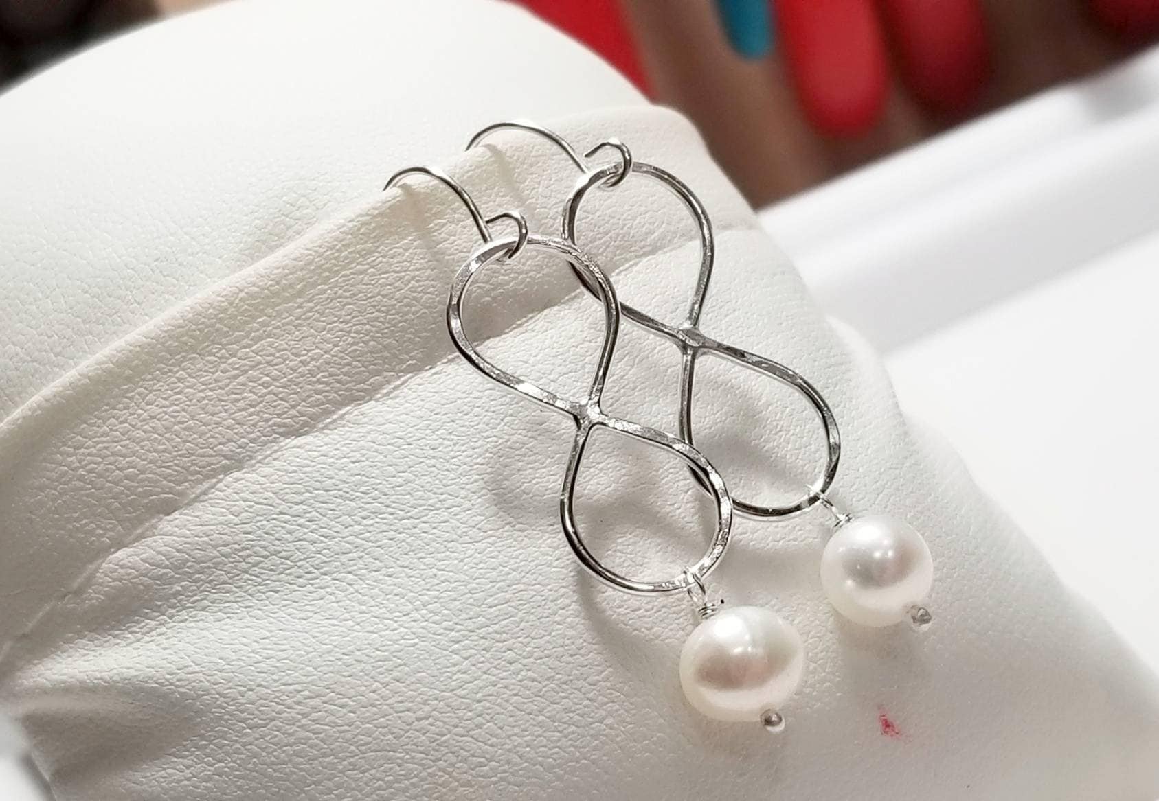 Sterling Silver Infinity and Pearl Earrings Bridesmaid Gift | Etsy