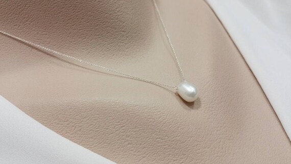 Single Freshwater Pearl And Sterling Silver Necklace Etsy