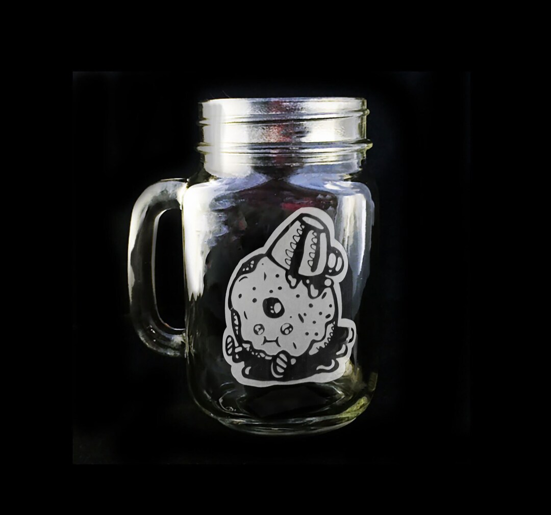 Clumsy Donut Spilled Their Coffee Glass Mason Jar Mug Cute Engraved ...