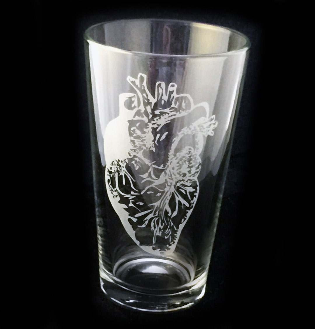 Anatomical Heart Beer Glass Etched Dishwasher Safe Pint - Etsy