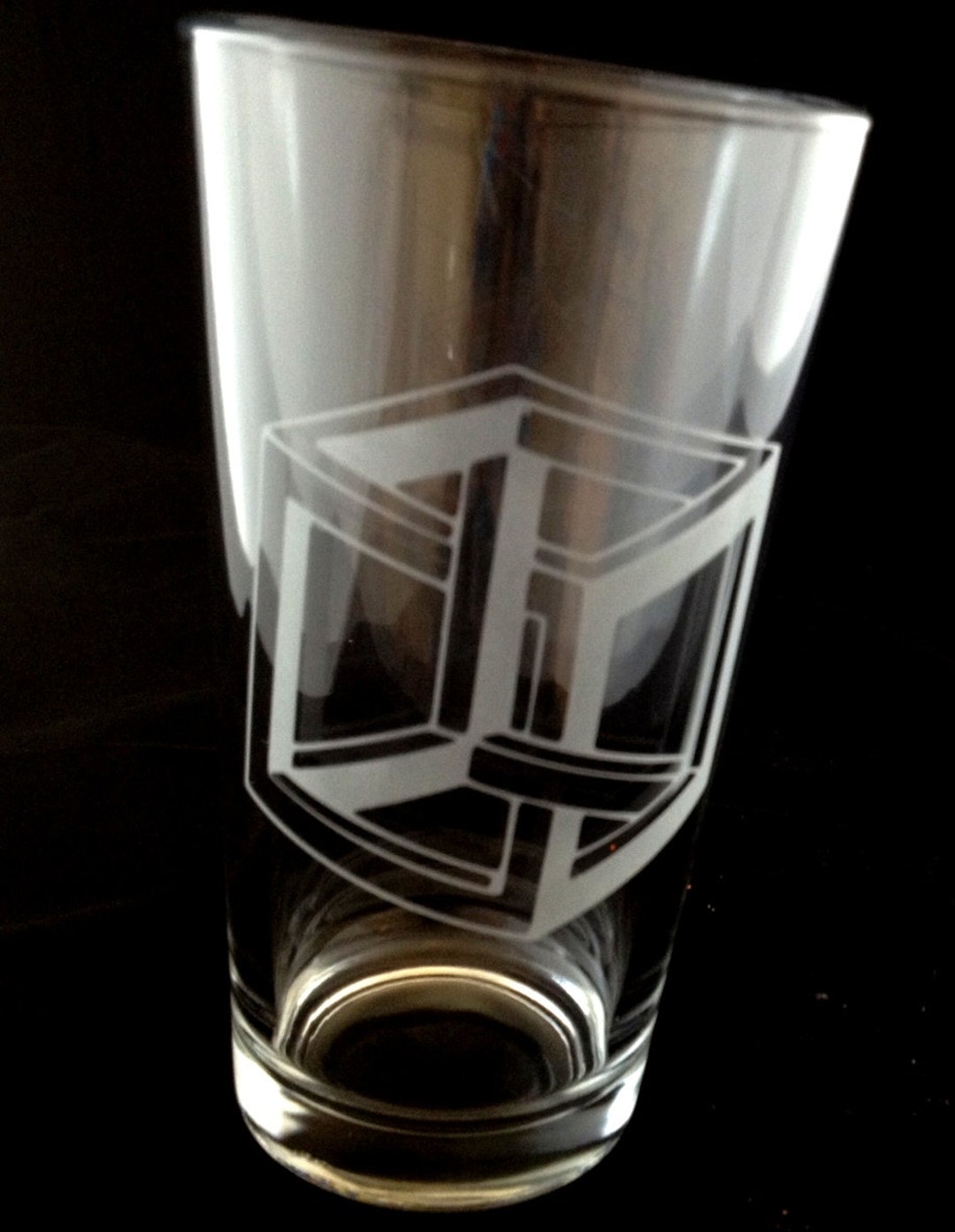 Impossible Object Optical Illusion Cube Etched Pint Glass - Etsy