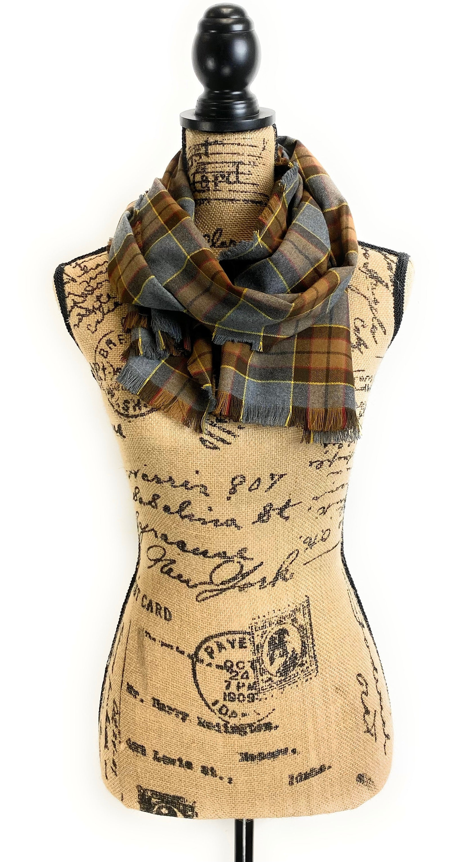 Straight Scarf - Outlander Clan Fraser Inspired Gray, Brown, Yellow ...