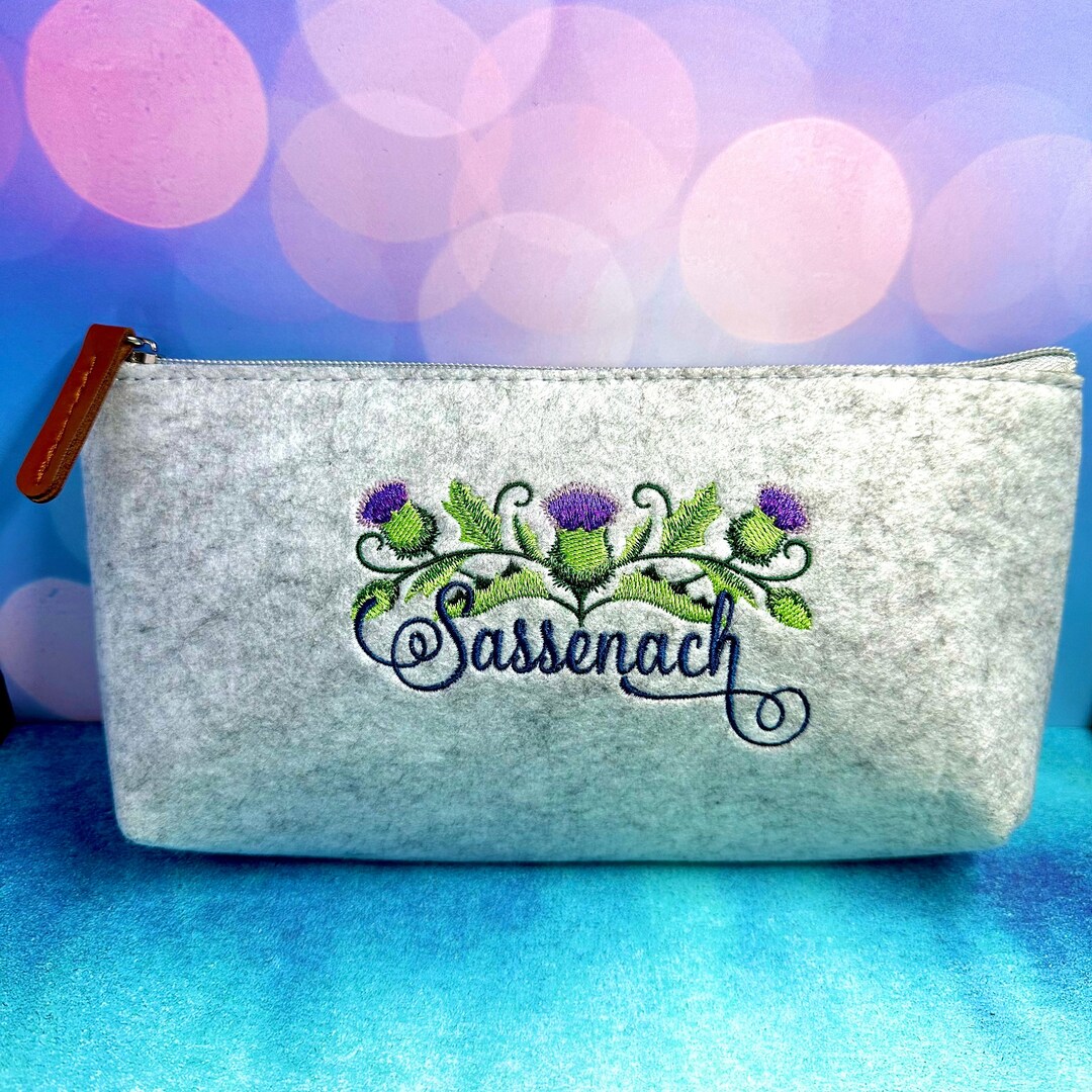 Sassenach Scottish Thistle Embroidered Felt Zipper Pouch - Outlander ...