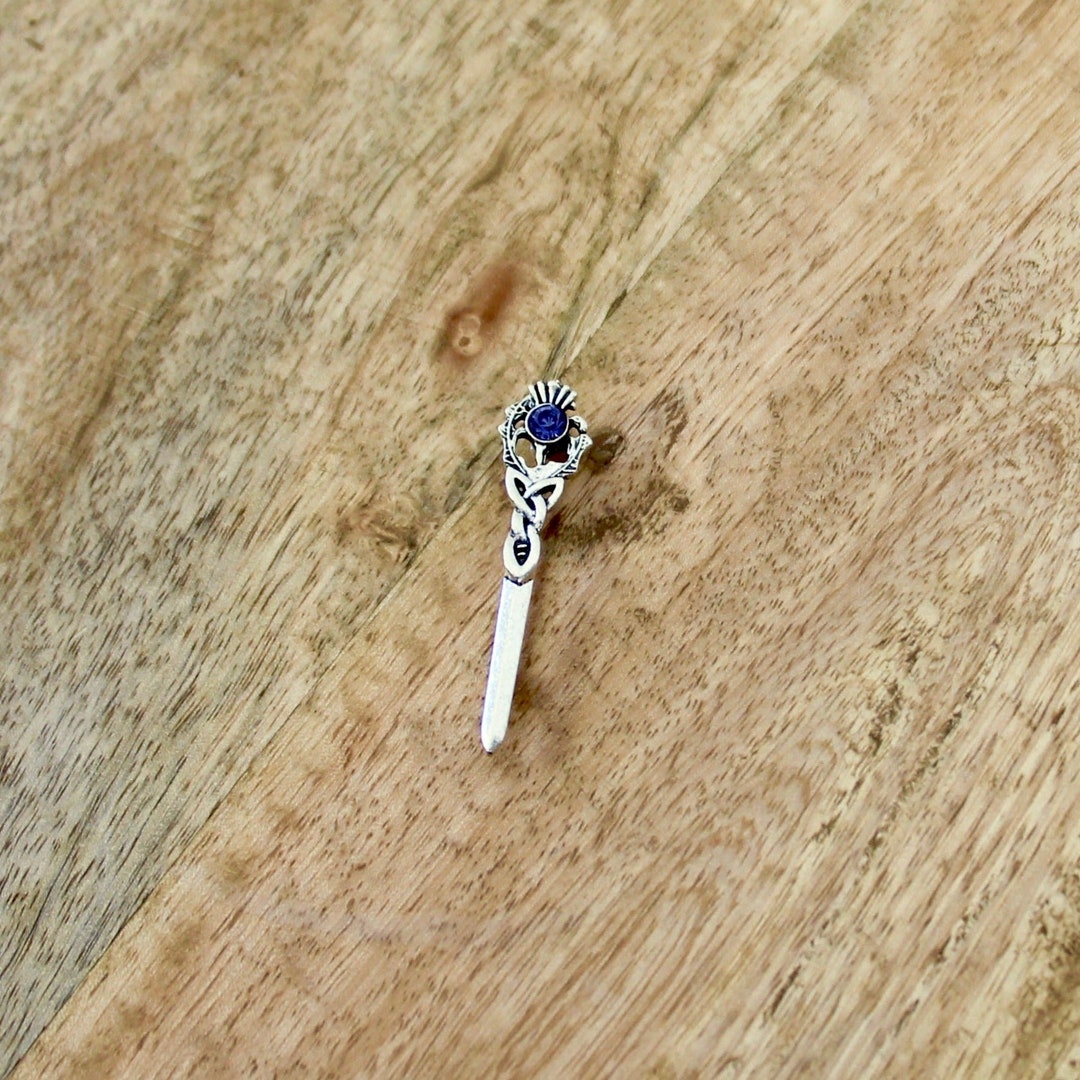 Scottish Thistle Celtic Knot Sword Brooch Small Kilt Pin With - Etsy