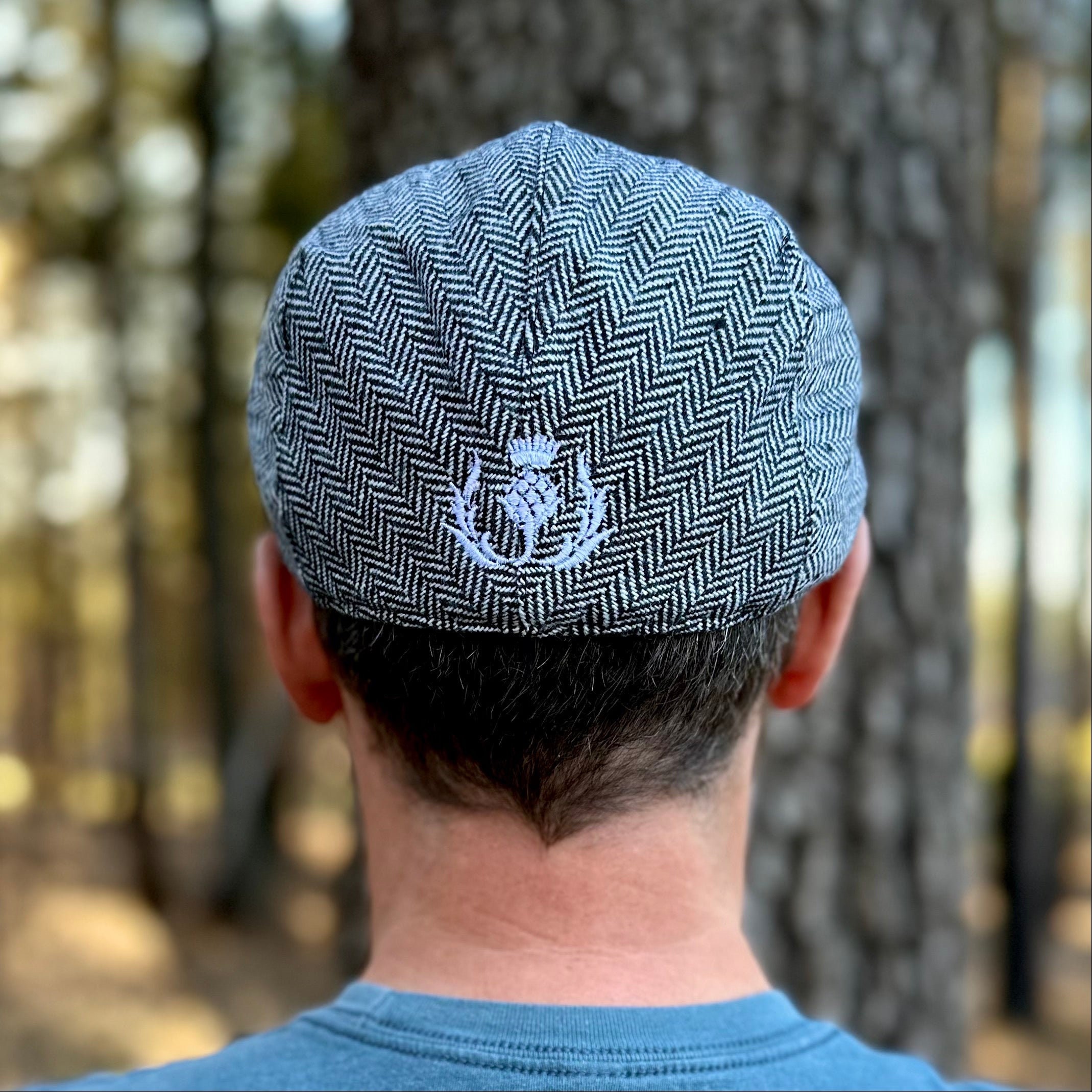 Cabby/newsboy Herringbone Hat With Scottish Thistle Embroidery Wool ...