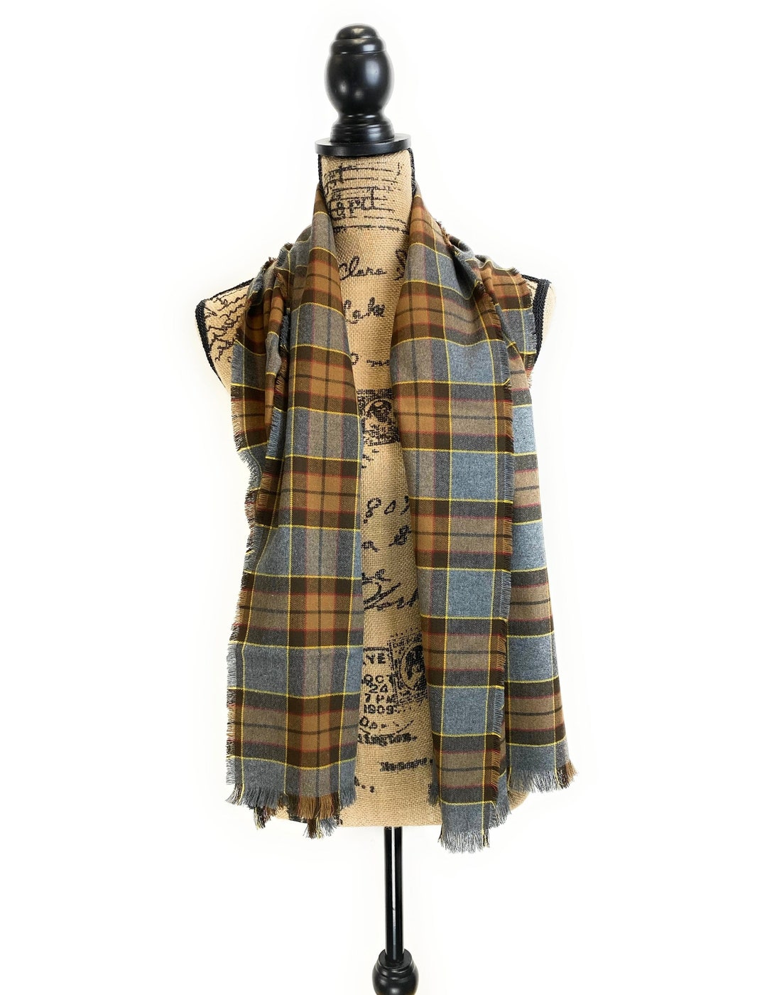 Ascot Scarf - Outlander Clan Fraser Inspired Gray, Brown, Yellow, and ...