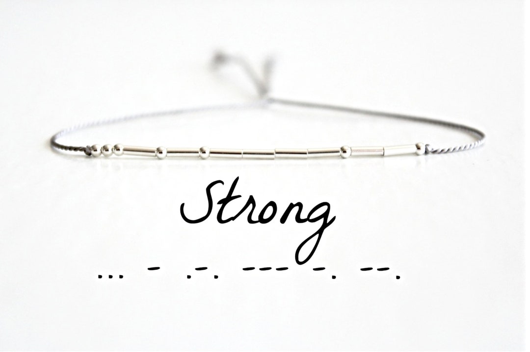 Inspirational Morse Code Bracelet Dainty Strong Morse Code Bracelet ...