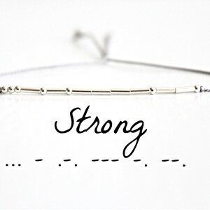 Inspirational Morse Code Bracelet Dainty Strong Morse Code Bracelet ...