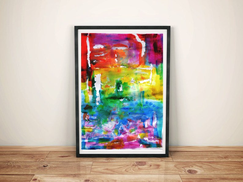 Abstract art print / contemporary watercolor colorblock | Etsy