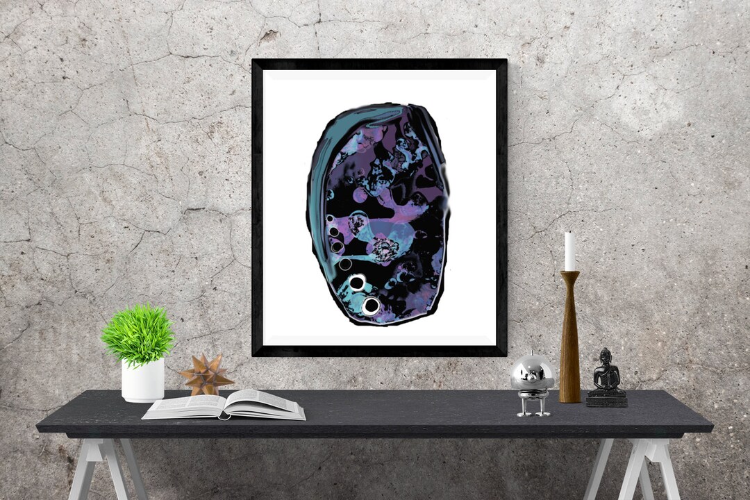 Abalone Art Print, Abstract Wall Art, Minimalist Art, Black White ...