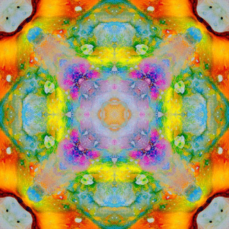 Kaleidoscope Art Print, Geometric Wall Art, Psychedelic Art, Abstract ...