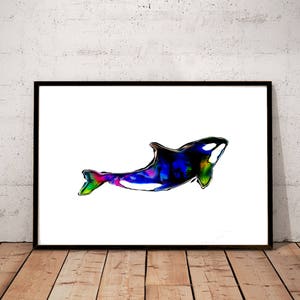 Killer Whale Art Print, Orca Illustration Print, Canvas Whale Print ...