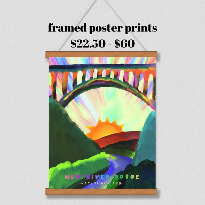 New River Gorge Art Print, National Parks Poster, Landscape Wall Art ...