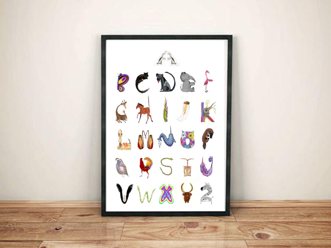 Alphabet Poster Alphabet Nursery Wall Art ABC Print Animal - Etsy