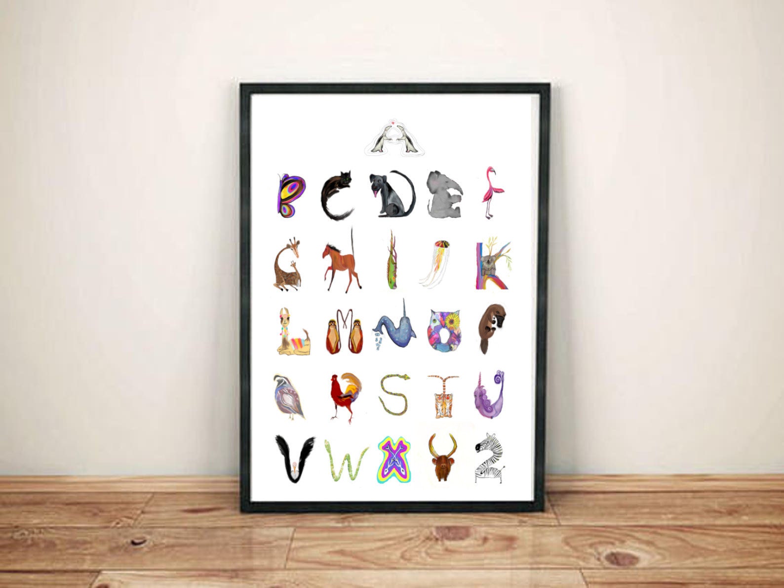 Alphabet Poster Alphabet Nursery Wall Art ABC Print Animal - Etsy