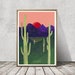 Saguaro Cactus Art Print, National Parks Poster, Minimalist Wall Art ...