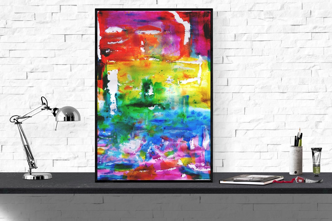 Abstract Art Print, Contemporary Watercolor Colorblock Painting Print ...