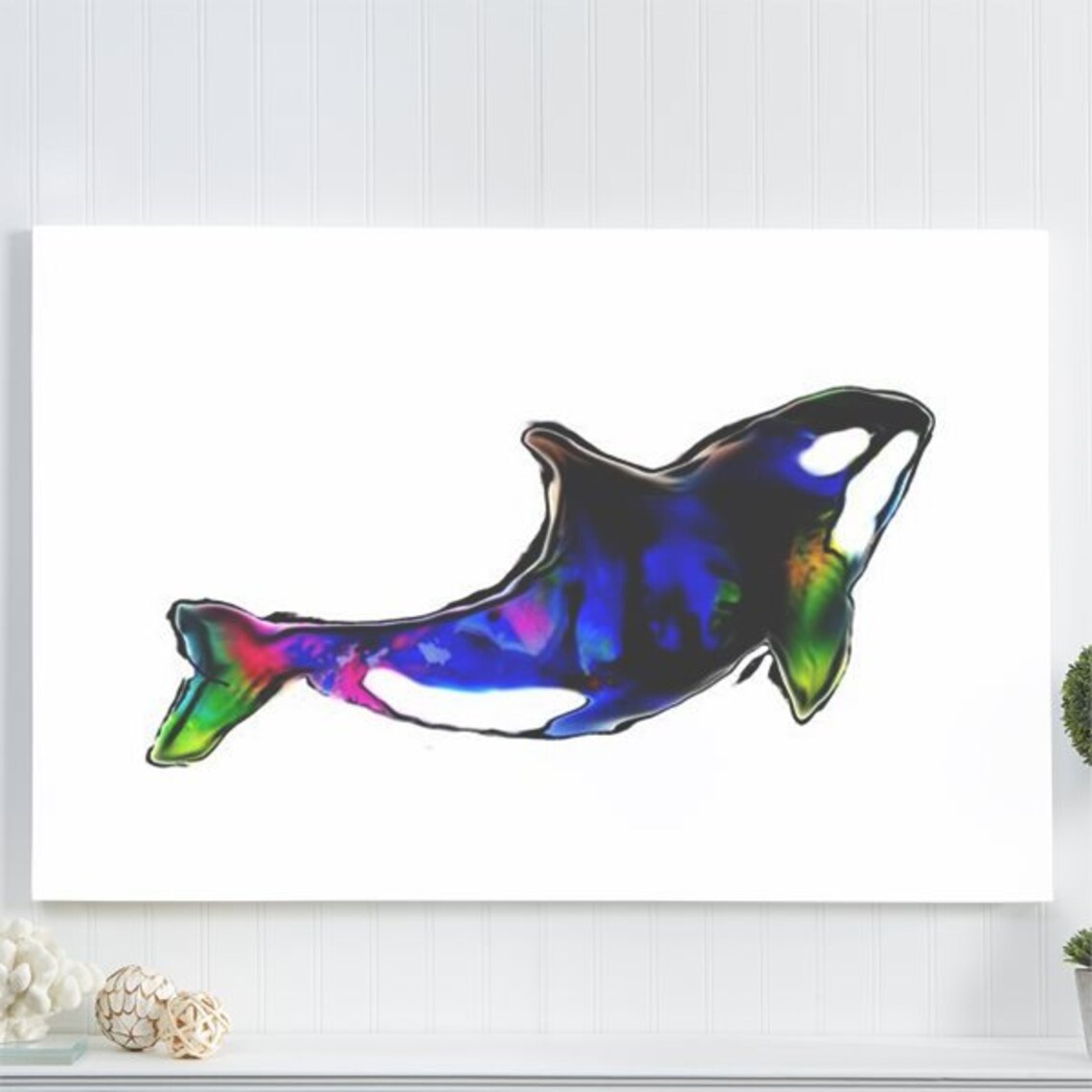 Killer Whale Art Print, Orca Illustration Print, Canvas Whale Print ...
