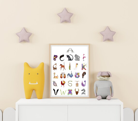 Alphabet Poster Alphabet Nursery Wall Art ABC Print Animal - Etsy