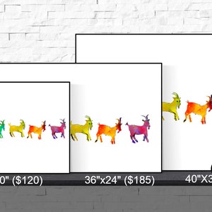 Goat Art Print, Farm Barn Animal Illustration Drawing Print, Rainbow ...