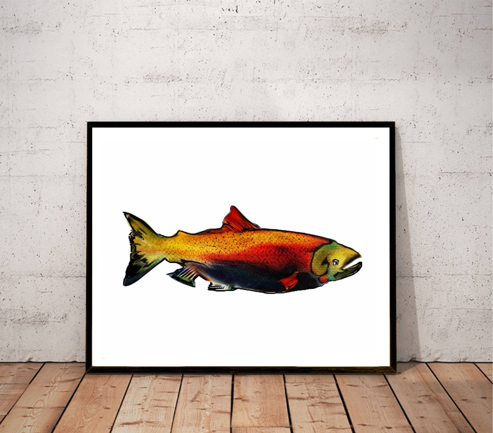 Coho Salmon Art Print, Fish Illustration Print, Endangered Species Art ...